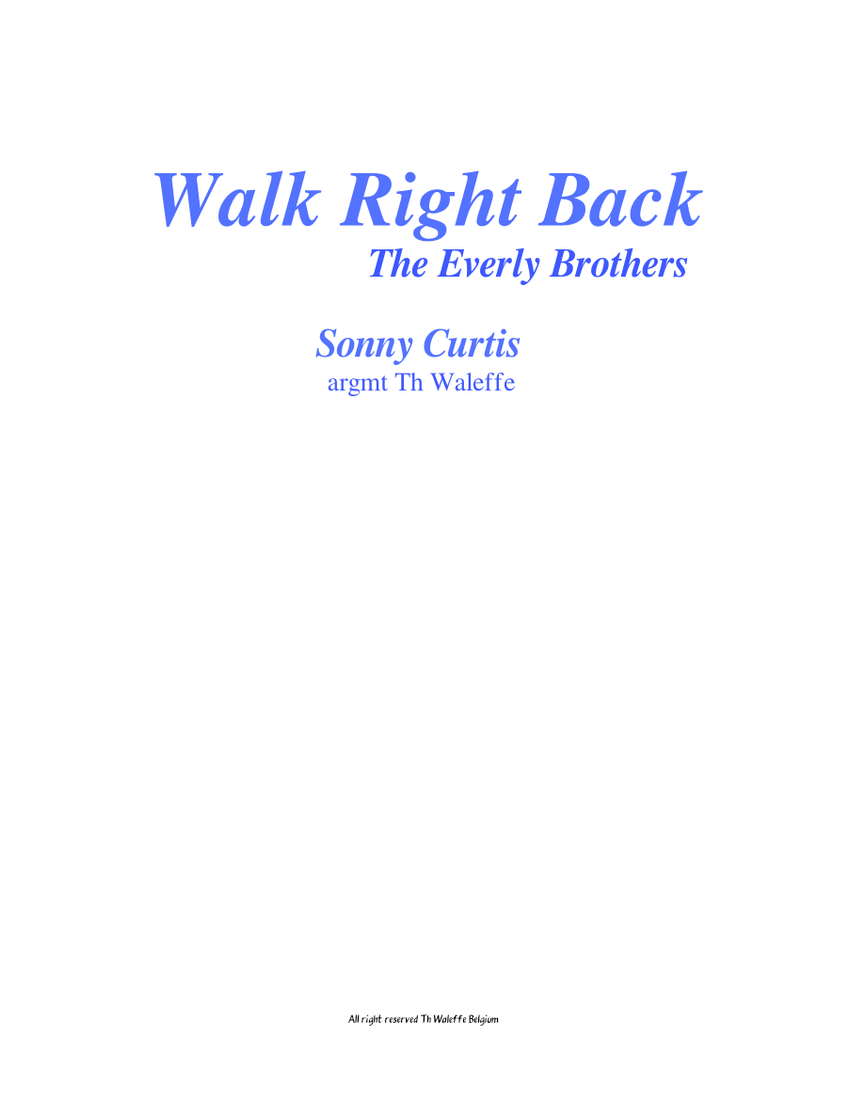 walk right back Sheet music for Piano, Vibraphone, Violin, Guitar ...