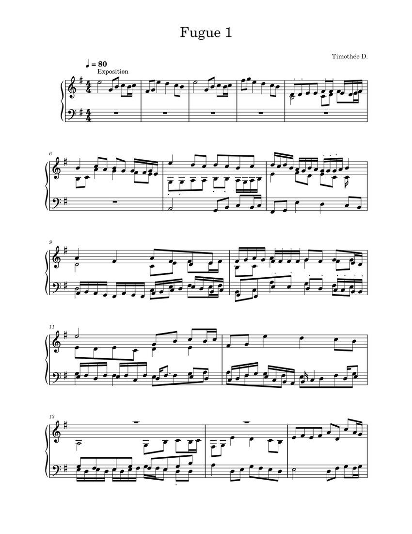Fugue 1 - Timothée D. - piano tutorial