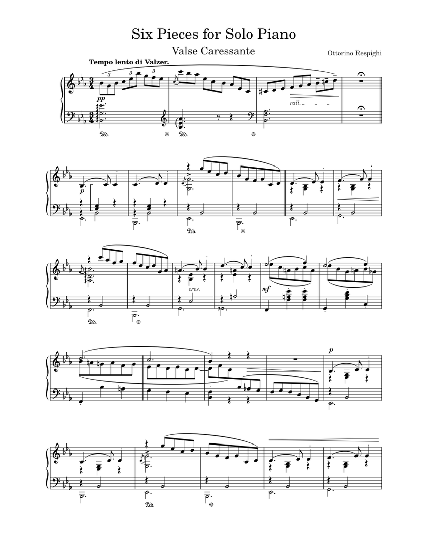 6 Pieces for Piano – Ottorino Respighi Sheet Music for Piano (Solo ...