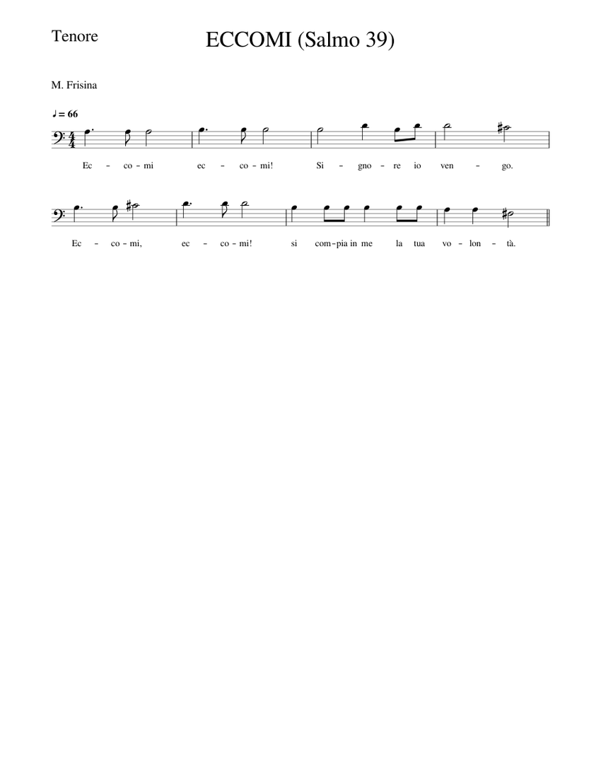 ECCOMI Tenore Sheet music for Bass voice (Solo) | Musescore.com