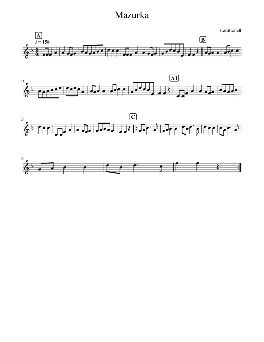Traditional music - Mazurka Sheet music for Piano (Solo) | Musescore.com