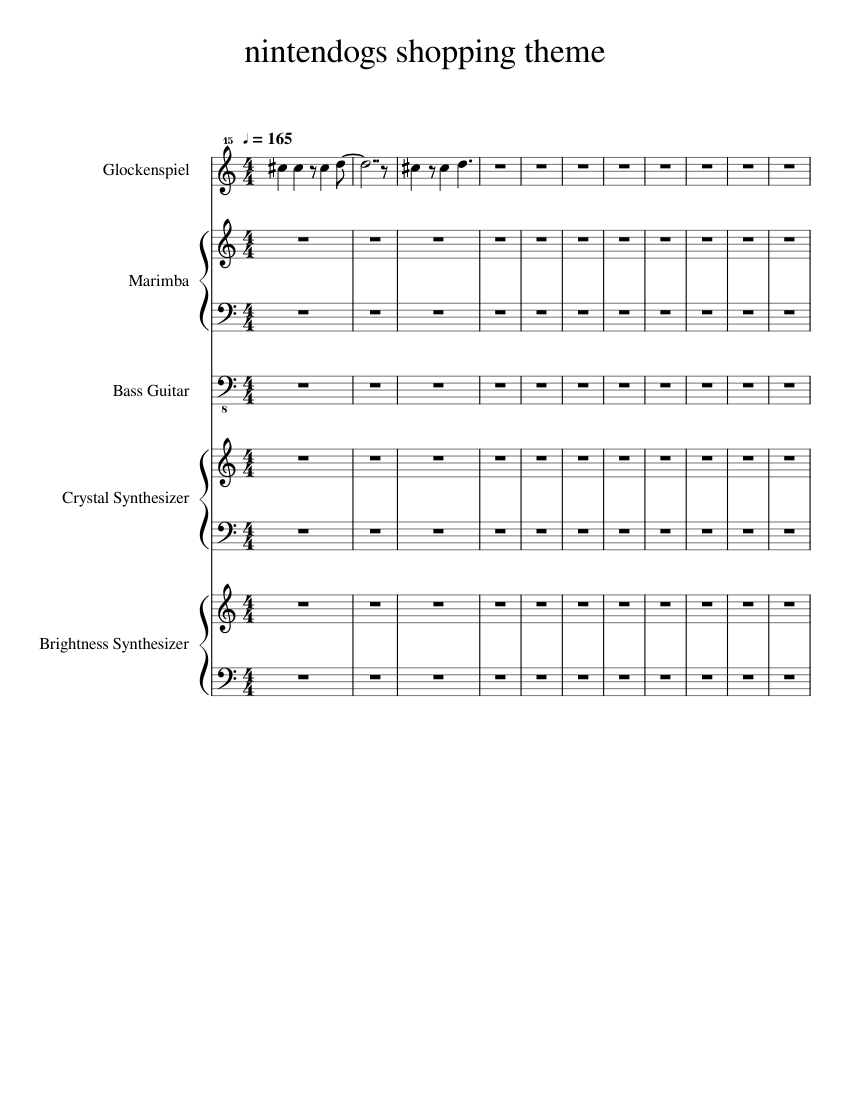 nintendogs shopping theme WIP Sheet music for Glockenspiel, Bass guitar ...