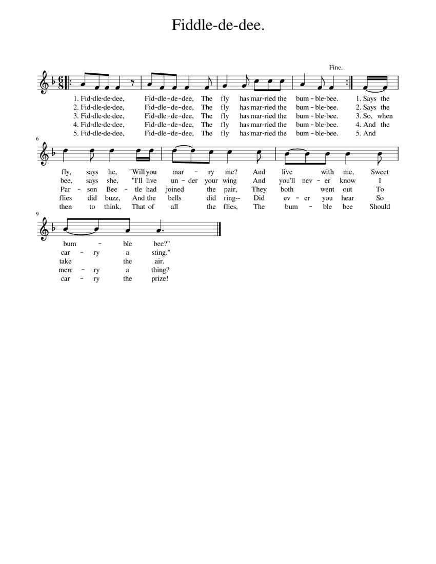 Fiddle-de-dee. Sheet music for Piano (Solo) Easy | Musescore.com