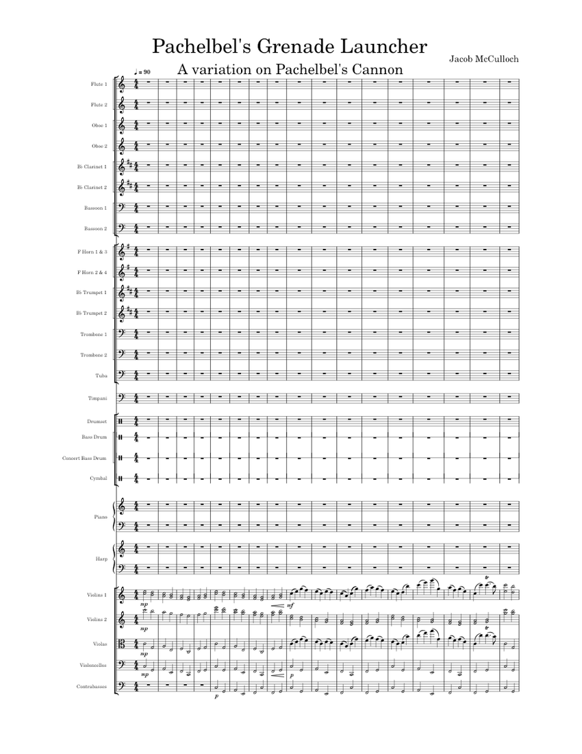 Canon in D – Johann Pachelbel Pachelbel's Cannon Sheet Music for Piano ...