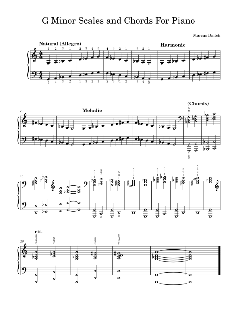 G Minor Scales and Chords For Piano Sheet music for Piano (Solo) Easy ...