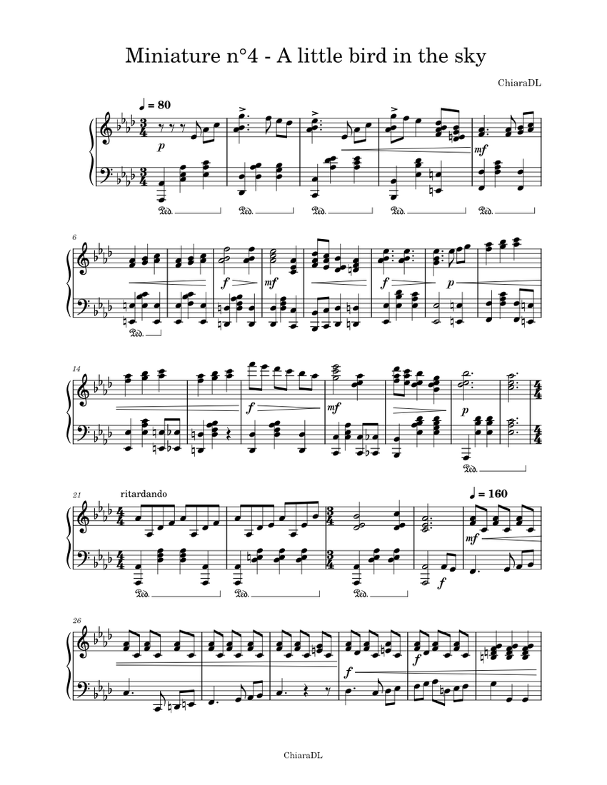 Miniature n° 4 - A little bird in the sky Sheet music for Piano (Solo ...