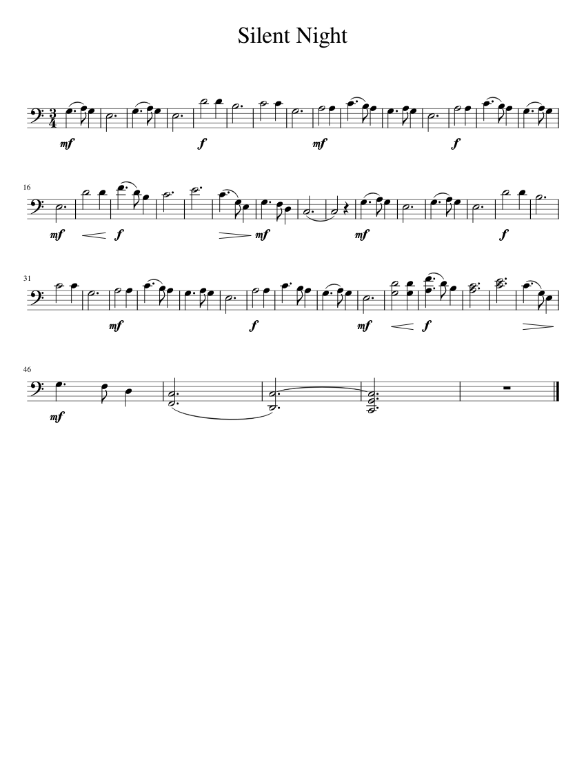 Silent Night Cello Sheet Music for Cello (Solo) | MuseScore.com