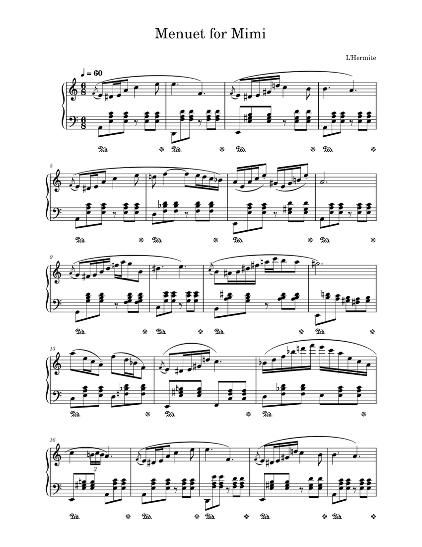 Menuet for Mimi – Tristan L'Hermite, François Sheet music for Piano ...