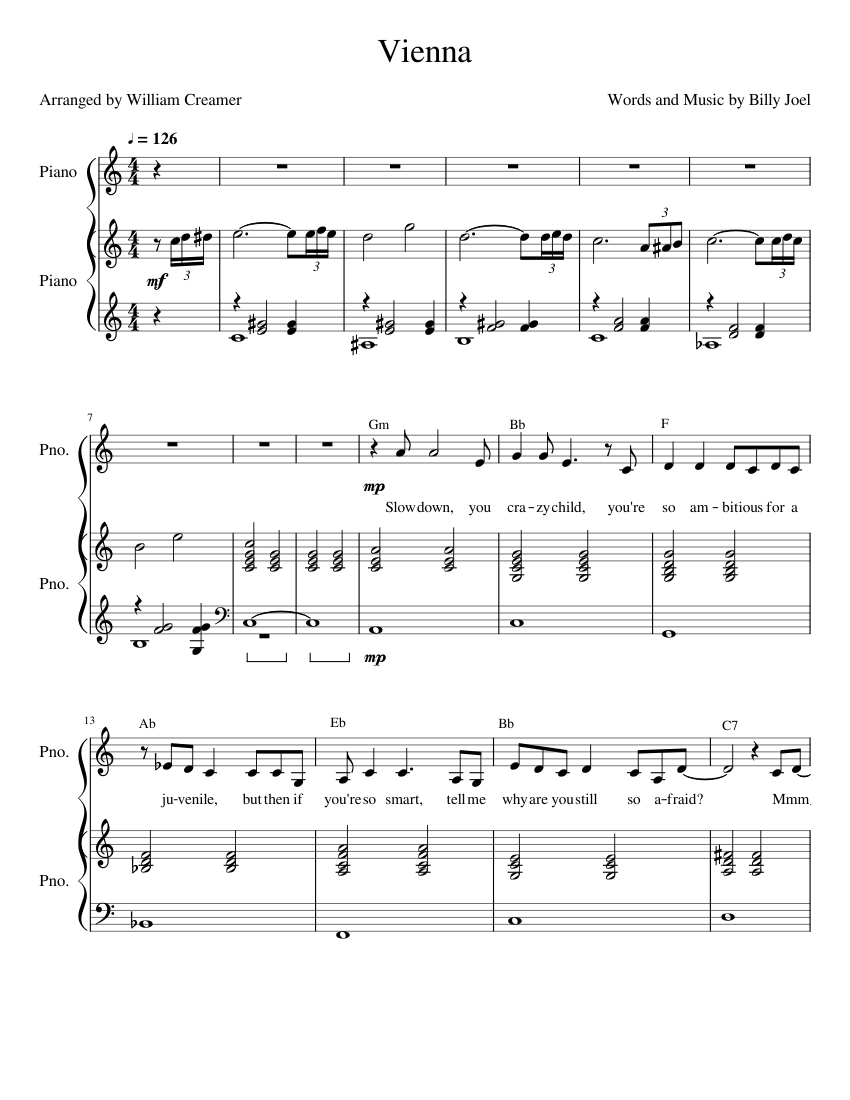 Vienna Sheet Music for Piano (Piano Duo) | MuseScore.com