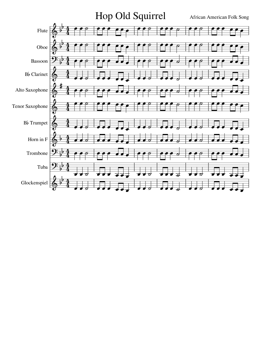 Hop Old Squirrel Sheet music for Trombone, Tuba, Flute, Oboe & more ...