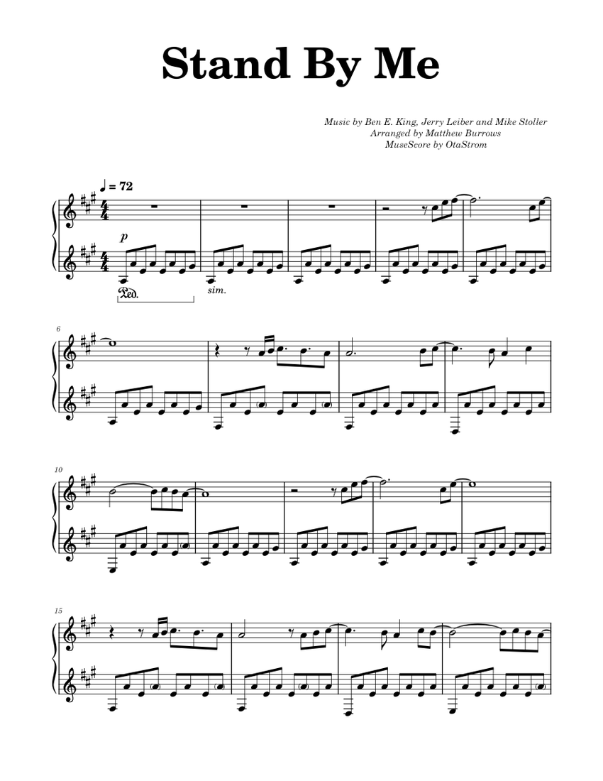 Ben E. King - Stand By Me Sheet Music for Piano (Solo) easy | MuseScore.com