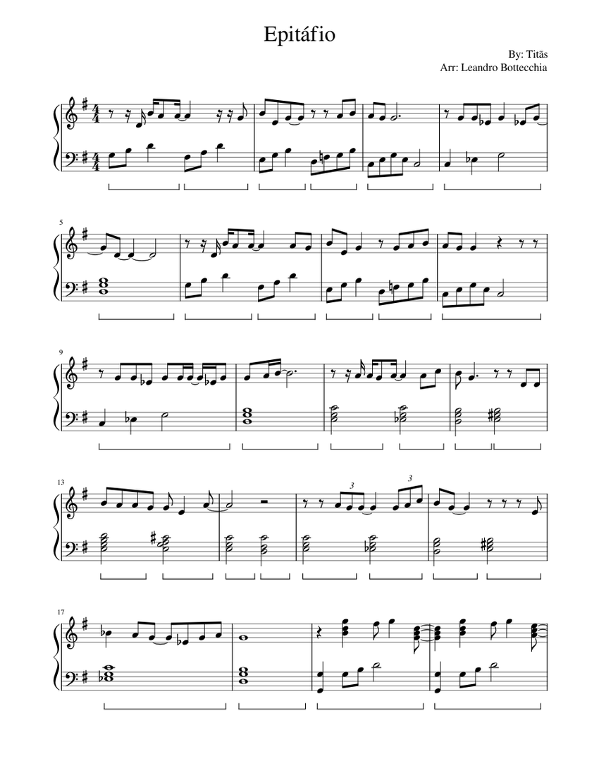 Epitáfio - arranjo Sheet music for Piano (Solo) | Musescore.com