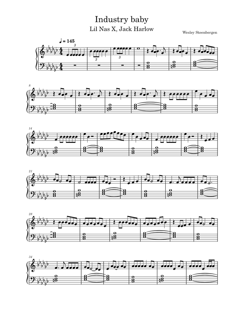 Industry baby - Lil Nas X Sheet Music for Piano (Solo) easy | MuseScore.com