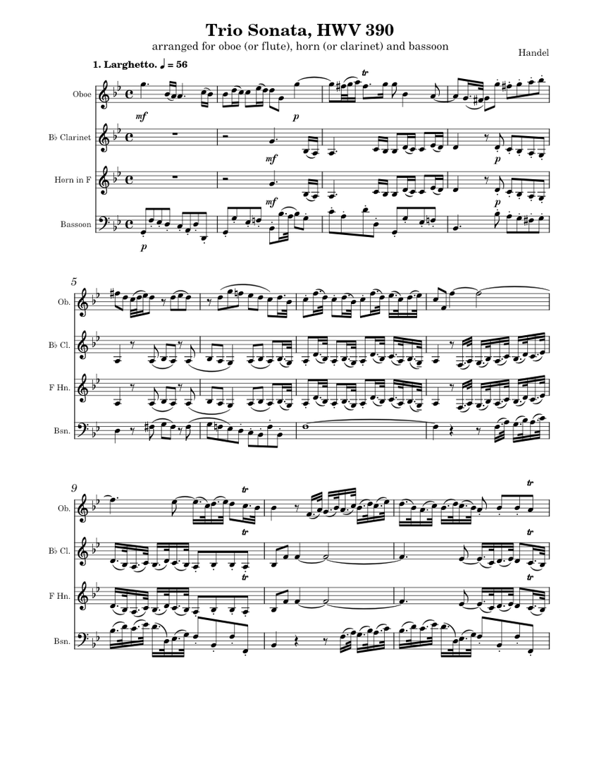 Trio Sonata In G Minor Hwv 390 Georg Friedrich Händel Sheet Music