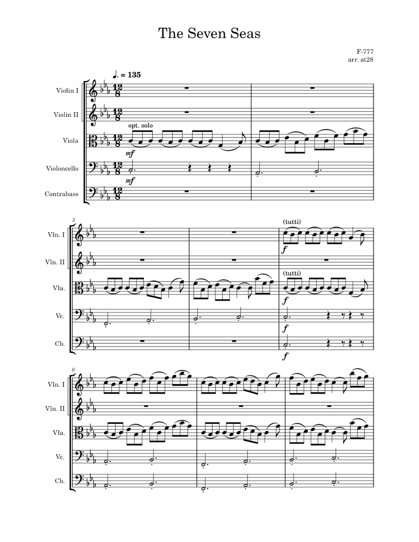 The Seven Seas – F-777 Sheet music for Contrabass, Violin, Viola, Cello ...