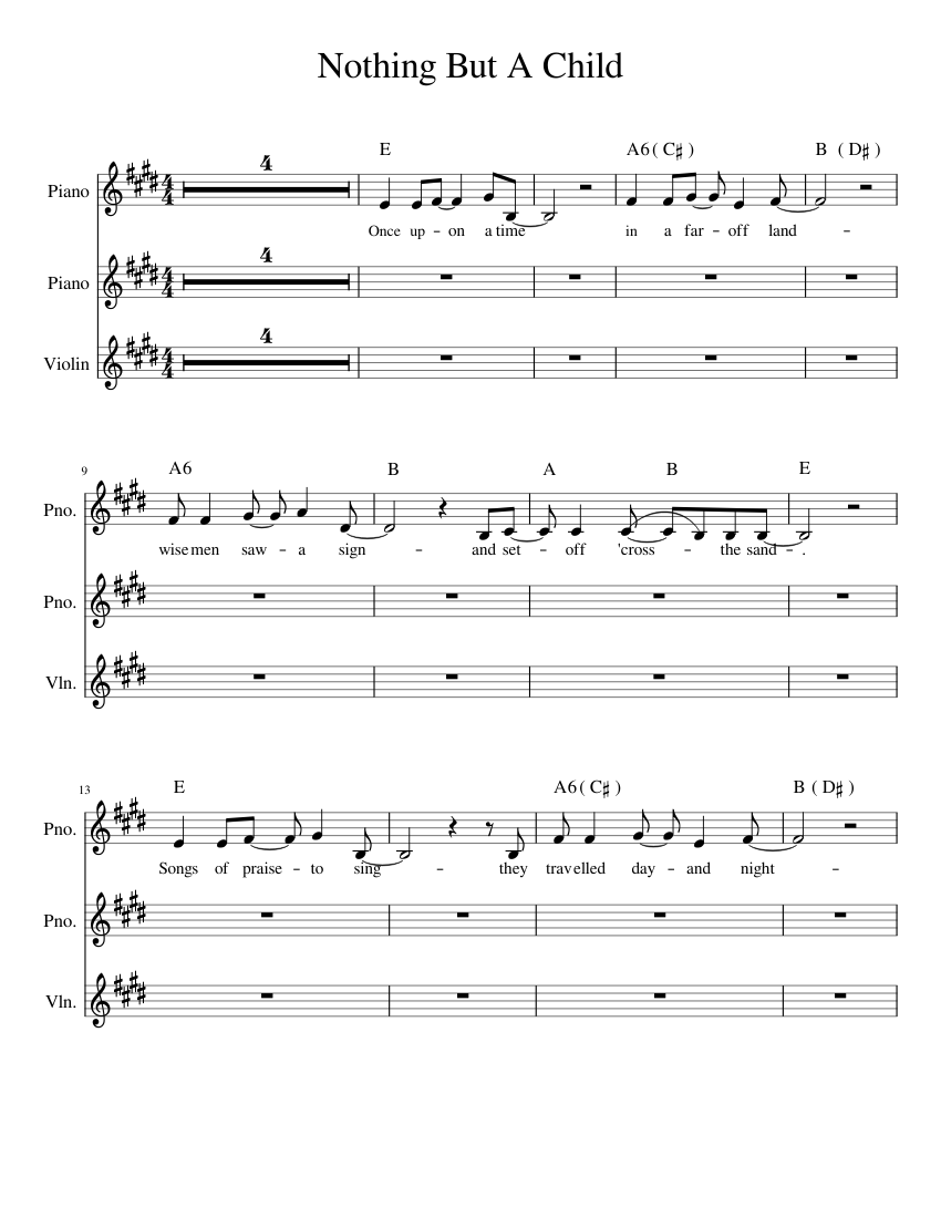 Nothing But A Child Sheet music for Piano, Violin (Mixed Trio ...