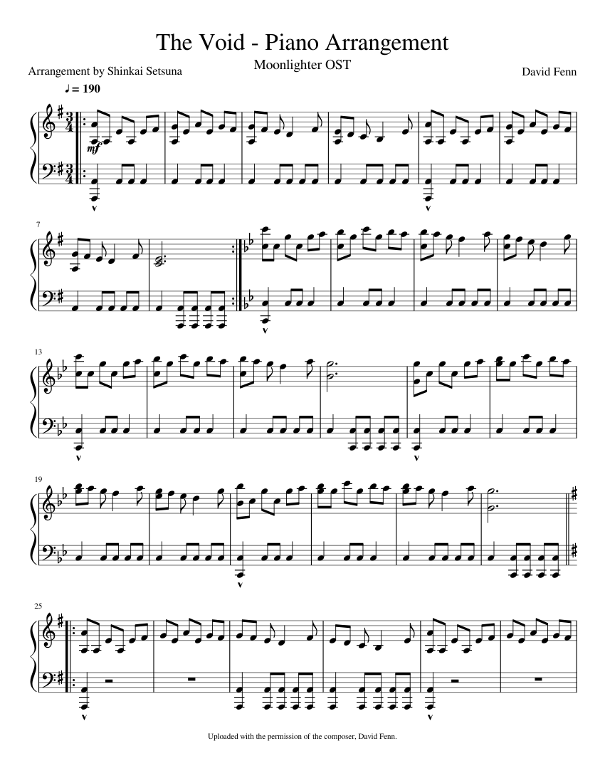 The Void - Piano Arrangement Sheet Music for Piano (Solo) | MuseScore.com