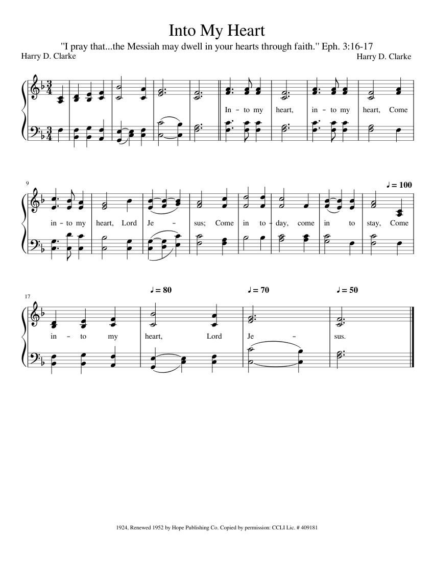 Into My Heart Sheet Music for Piano (SATB) Easy | MuseScore.com