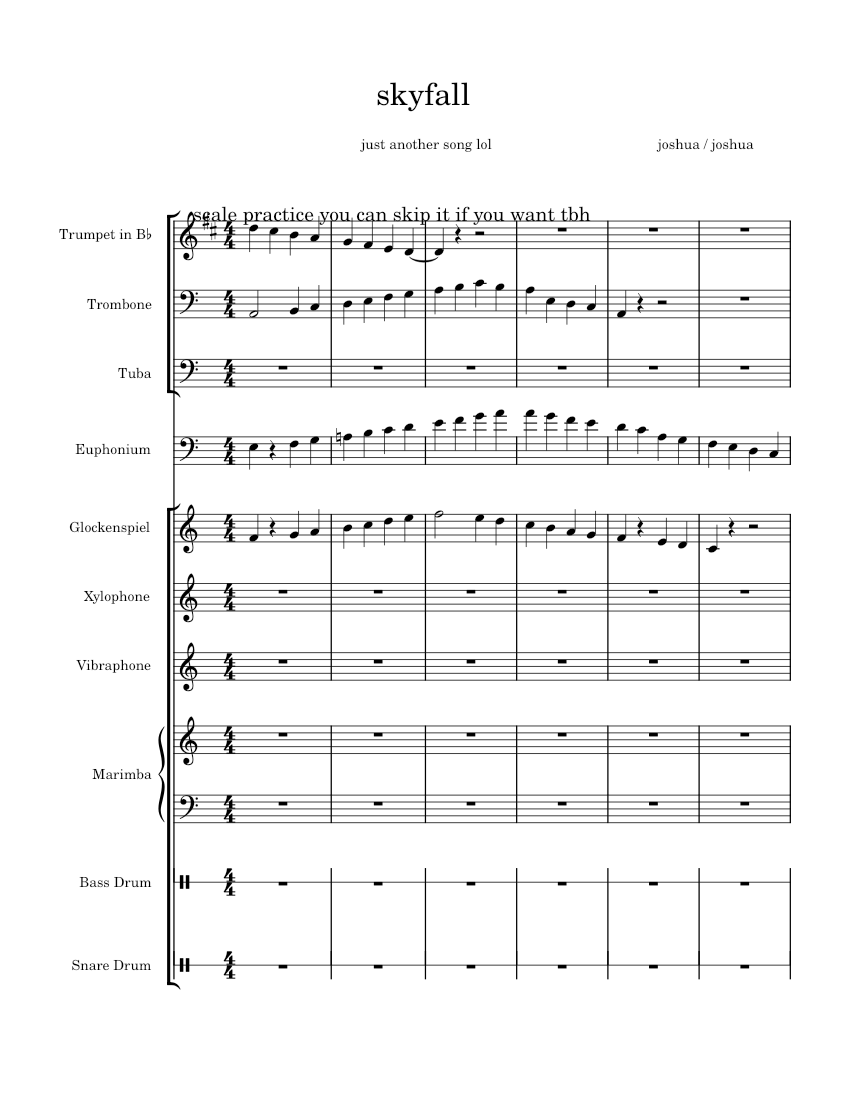 skyfall Sheet music for Trombone, Tuba, Vibraphone, Glockenspiel & more ...