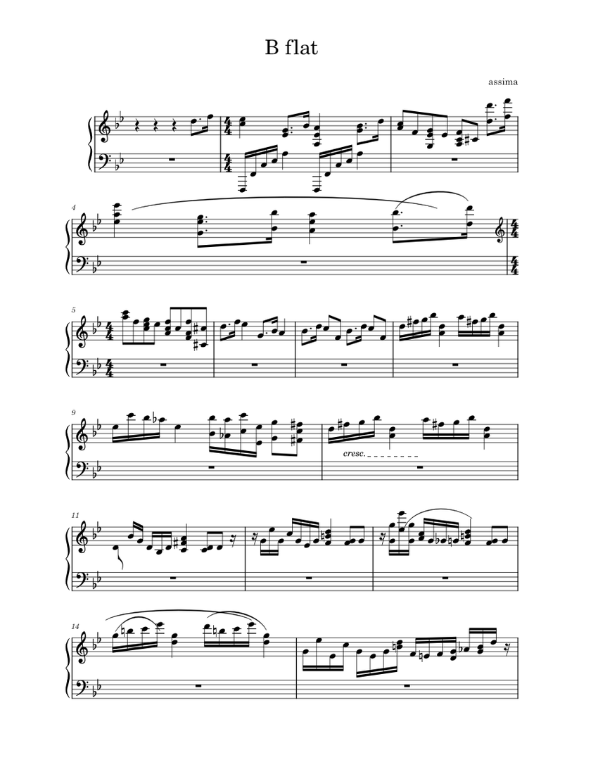 B flat Sheet Music for Piano (Solo) | MuseScore.com