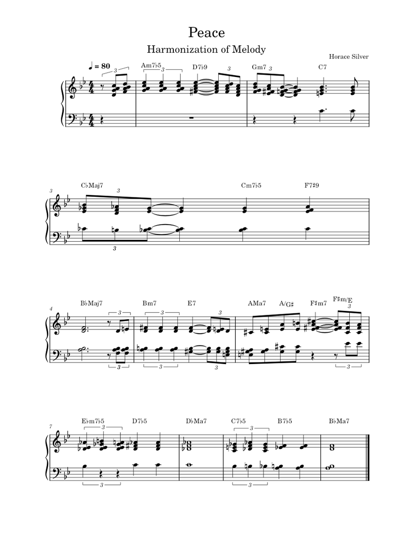 Peace – Horace Silver Sheet Music with Chords for Piano (Solo) Easy ...