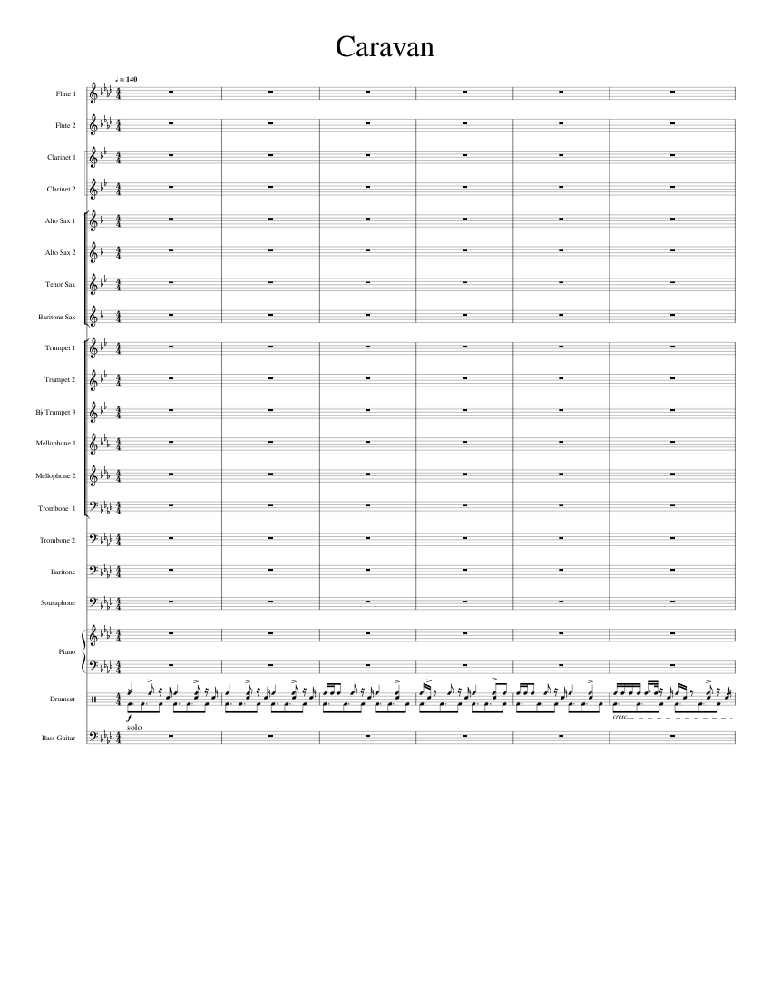 Caravan 11_21_19 Sheet music for Piano, Trombone, Tuba, Mellophone ...
