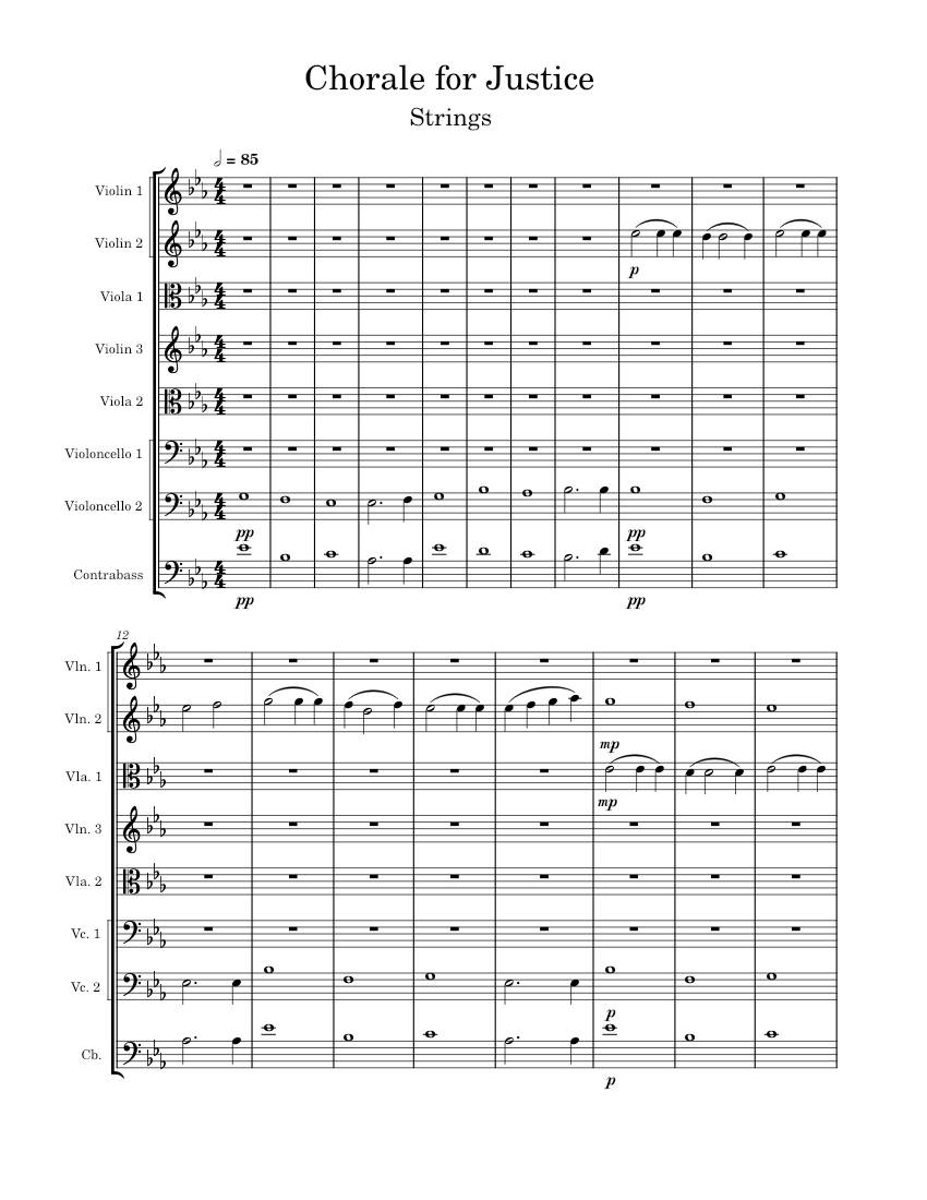 Chorale for Justice - String Octet Sheet music for Contrabass, Violin ...