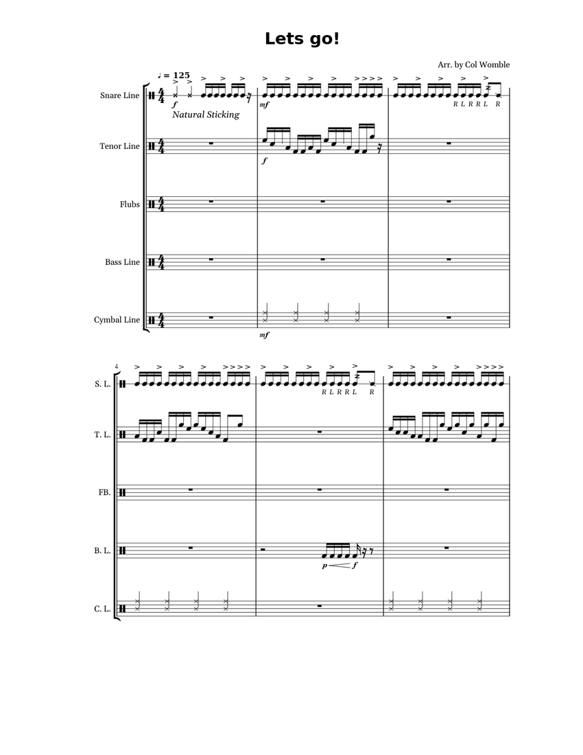 UD False Hype – Eric Carr Lets go! - Col Womble Sheet music for Snare ...