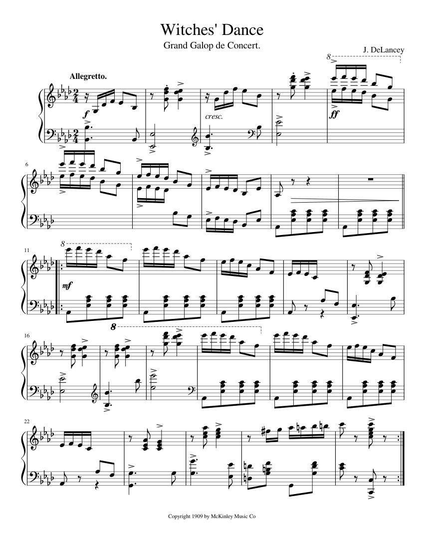 Witches' Dance Sheet Music for Piano (Solo) | MuseScore.com