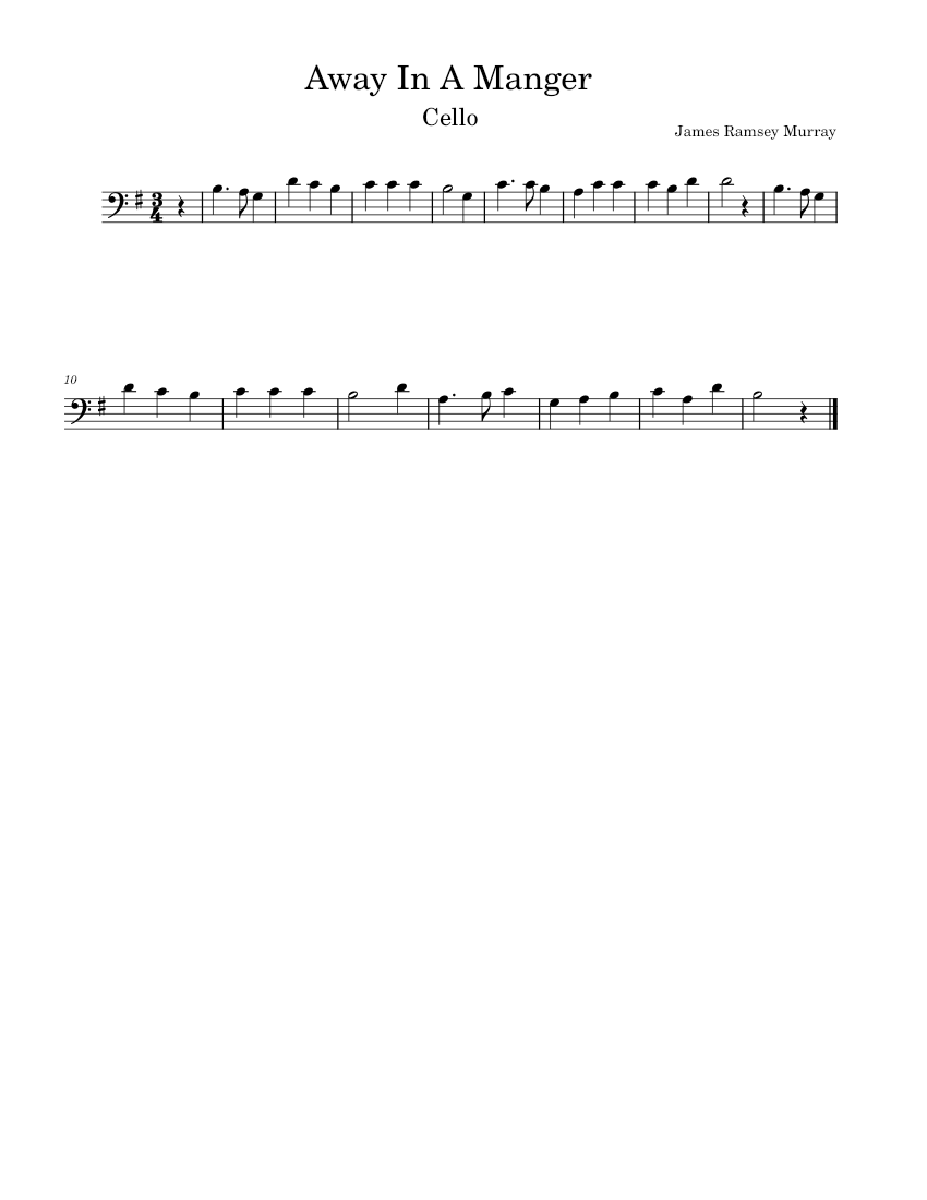 Away In A Manger - James Ramsey Murray Sheet music for Cello (String ...