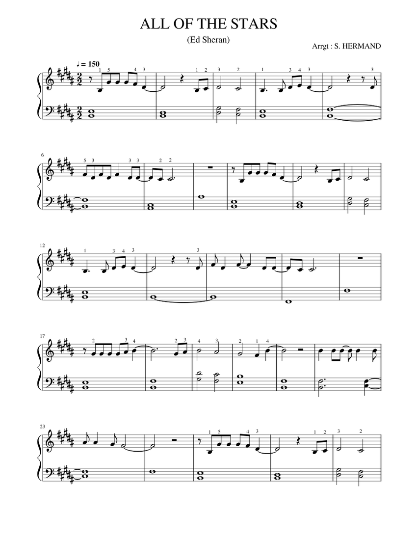 ALL OF THE STARS de Ed Sheeran Sheet Music for Piano (Solo) easy ...