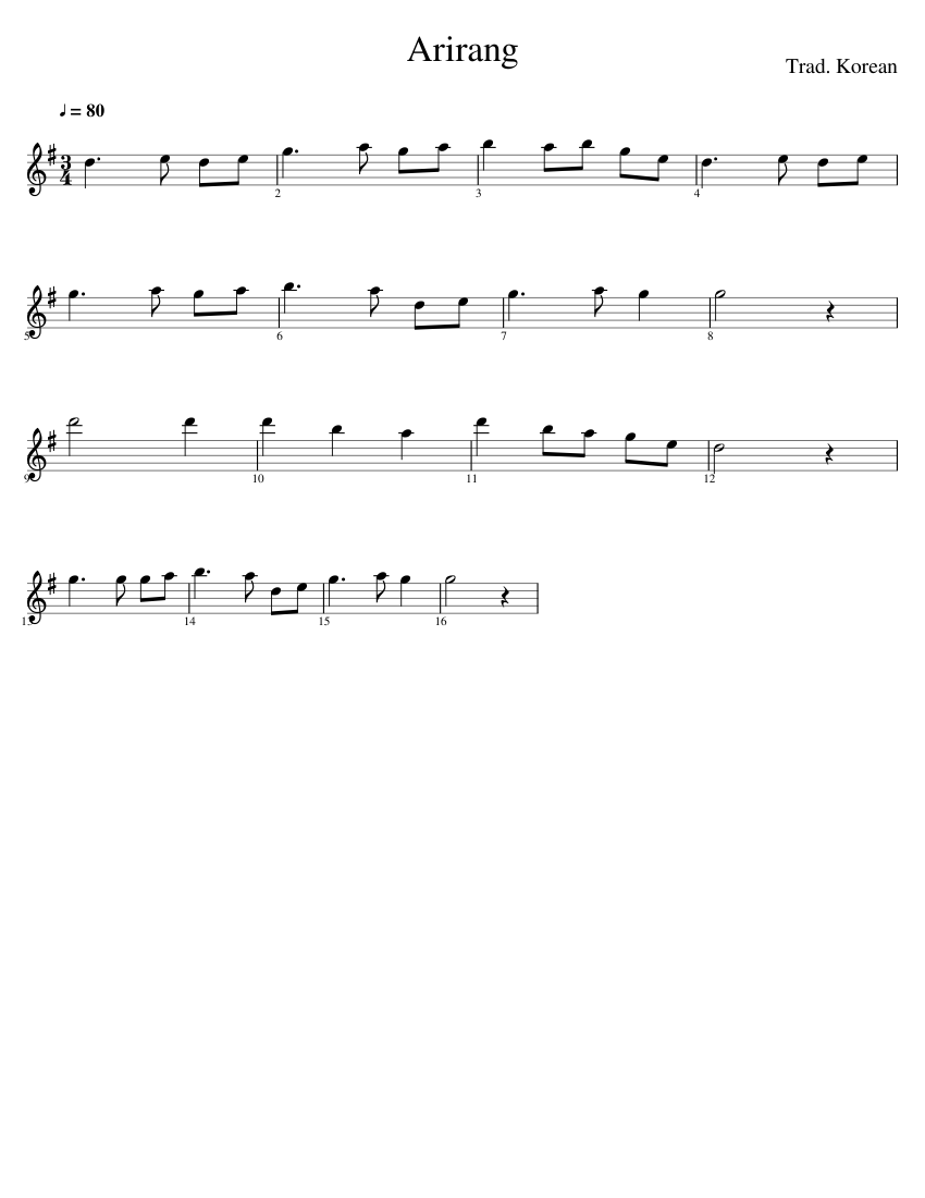 Arirang Sheet music for Flute (Solo) | Musescore.com