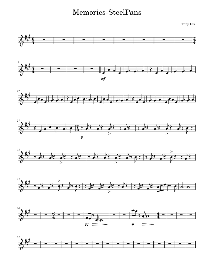 Memory – Toby Fox Memories-SteelPans Sheet Music for Piano (Mixed ...