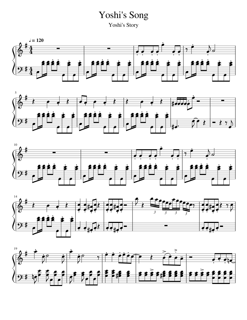 Yoshi's Story - Yoshi's Song Sheet Music for Piano (Solo) | MuseScore.com