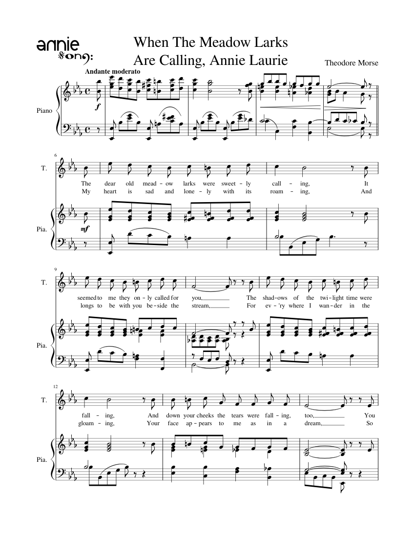 When The Meadow Larks Are Calling, Annie Laurie Sheet music for Piano ...