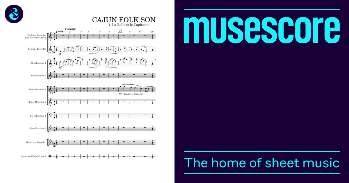 Cajun Folk Songs – Frank Ticheli | arr. for Recorder Consort - Mason ...