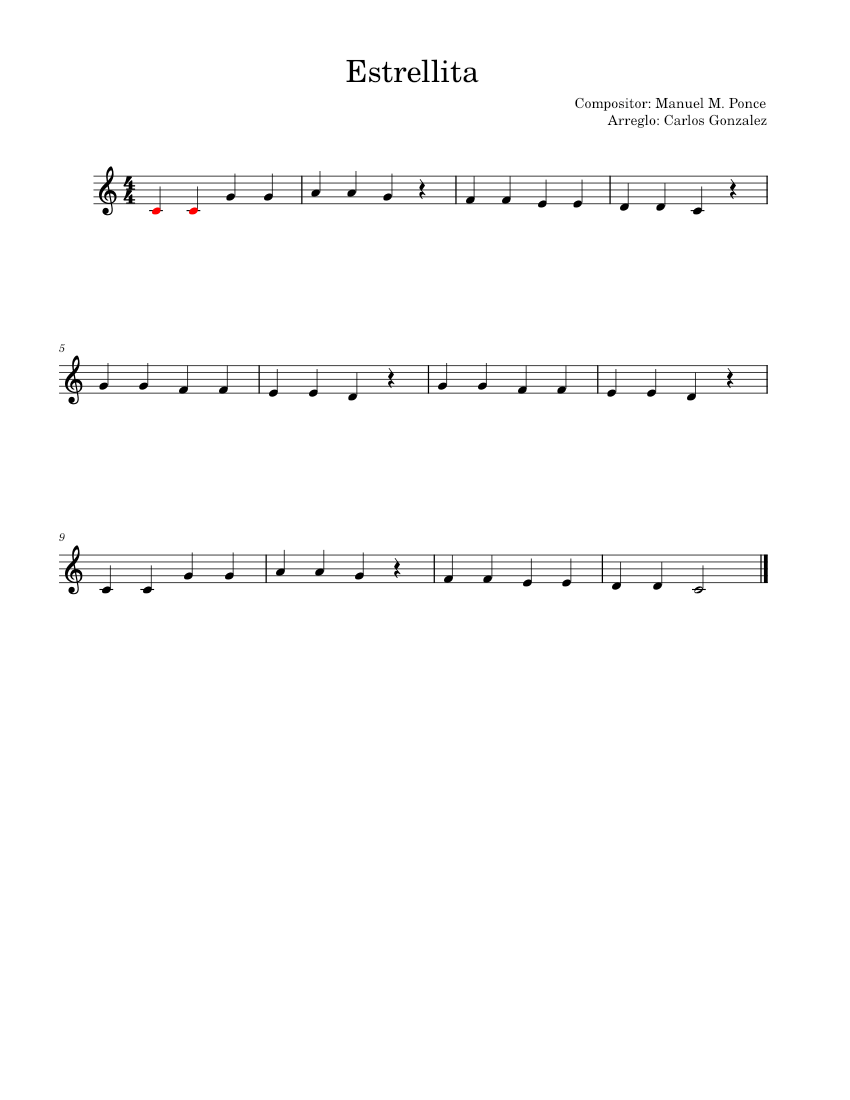 Estrellita – Manuel María Ponce Estrellita Sheet music for Piano (Solo ...