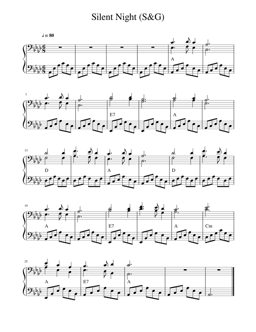 Silent Night (Piano) Sheet music for Piano (Solo) Easy | Musescore.com