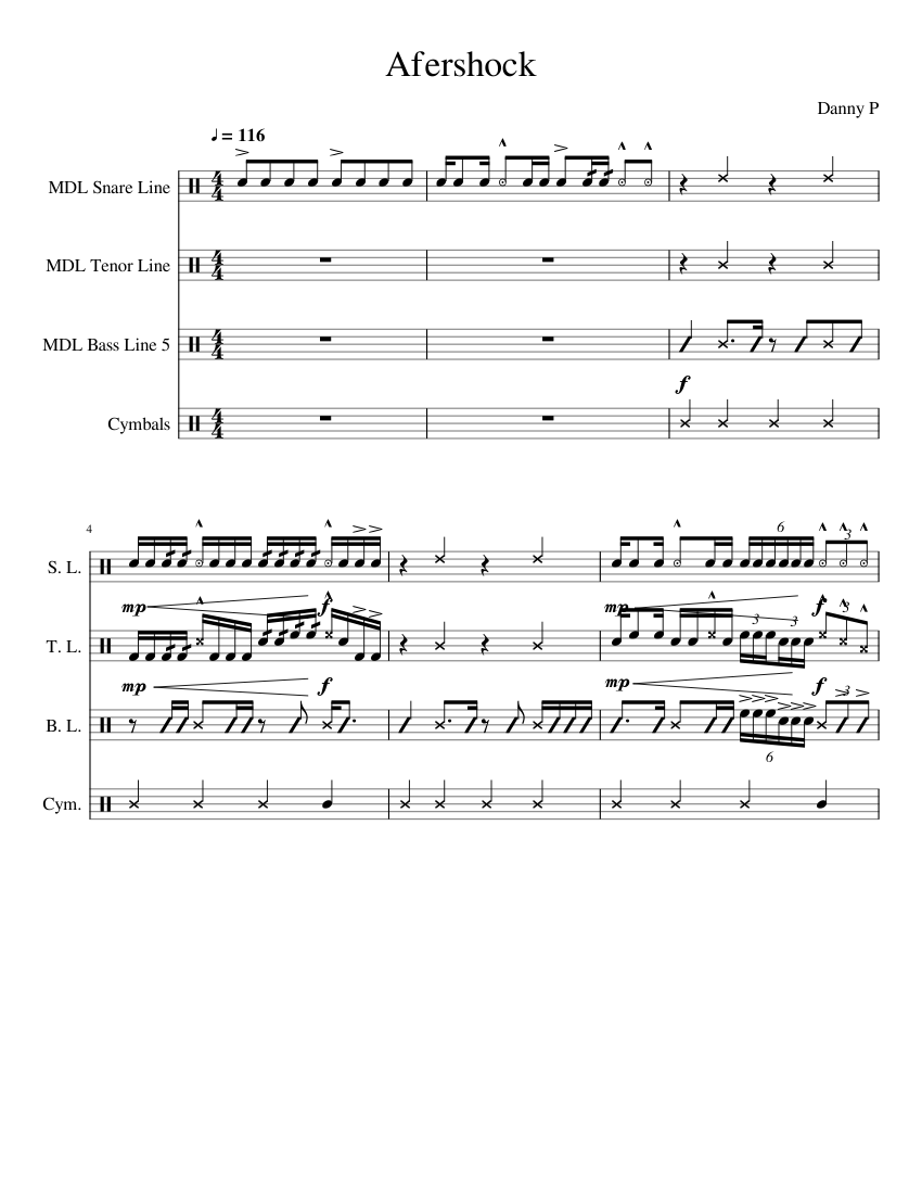 Aftershock Sheet Music for Crash (Marching Band) | MuseScore.com