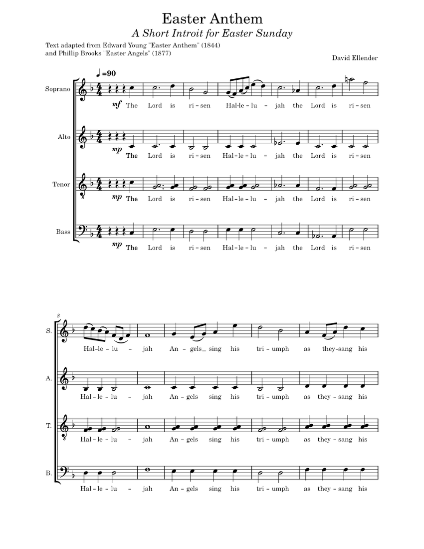 Easter Anthem - A Short Introit for Easter Sunday by David Ellender ...