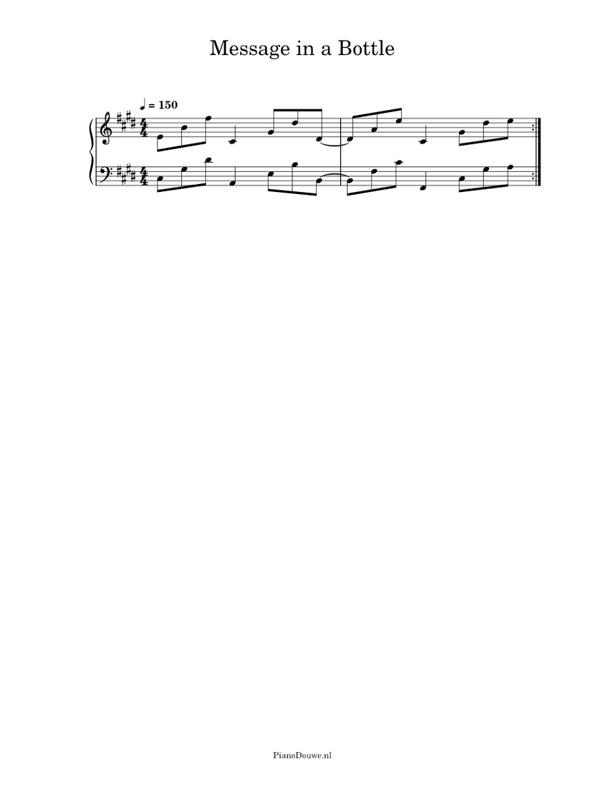 Message In A Bottle – The Police Sting Message in a Bottle Sheet music ...