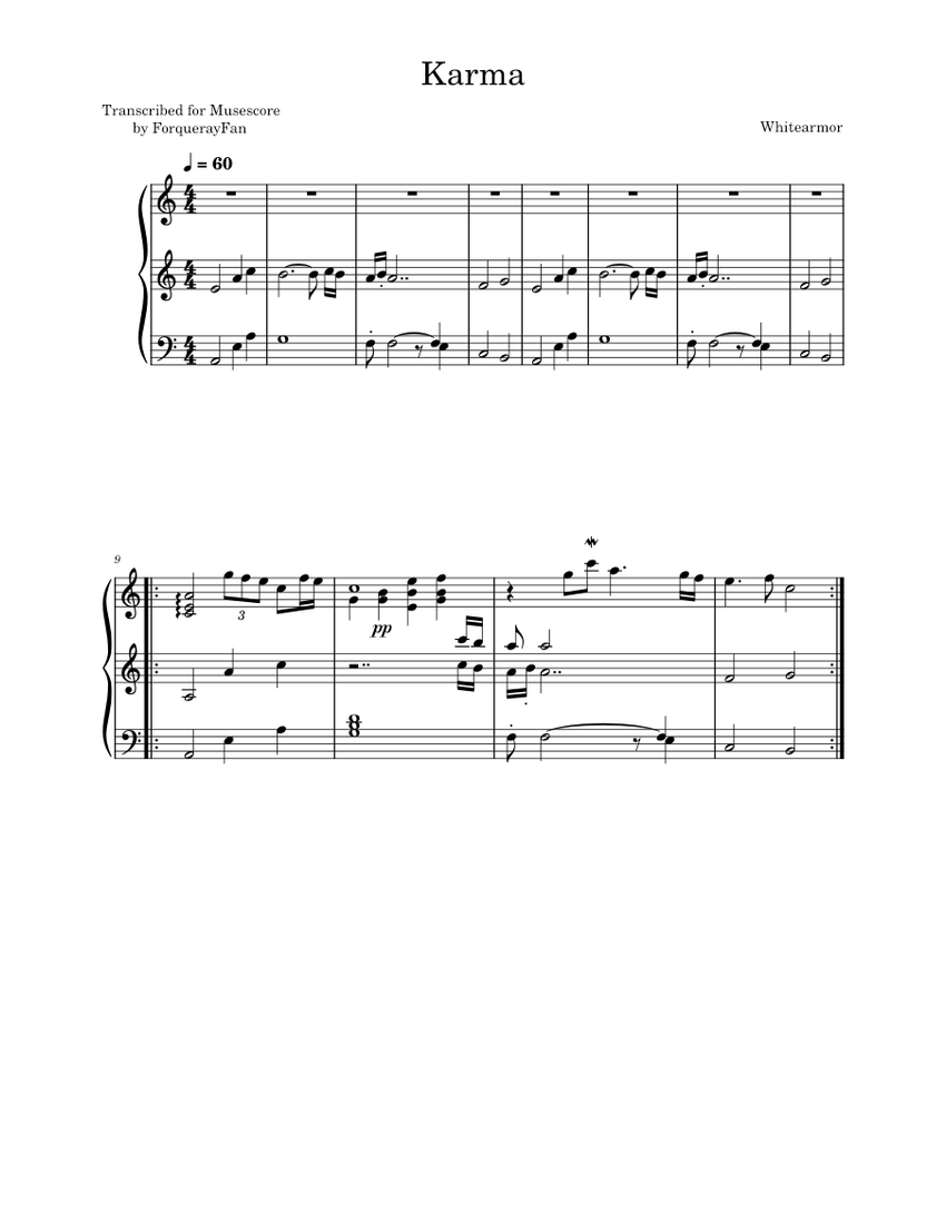 Karma – Whitearmor Sheet music for Piano (Solo) | Musescore.com