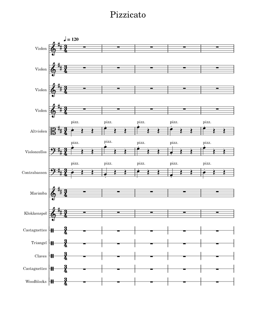 Pizzicato Sheet music for Glockenspiel, Marimba, Strings group ...