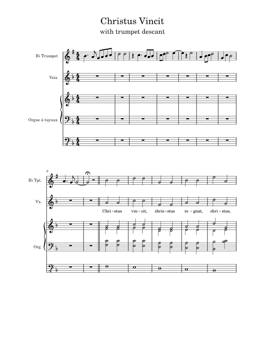 Christus Vincit – Jan Kunc (with Trumpet descant) Sheet Music for Organ ...