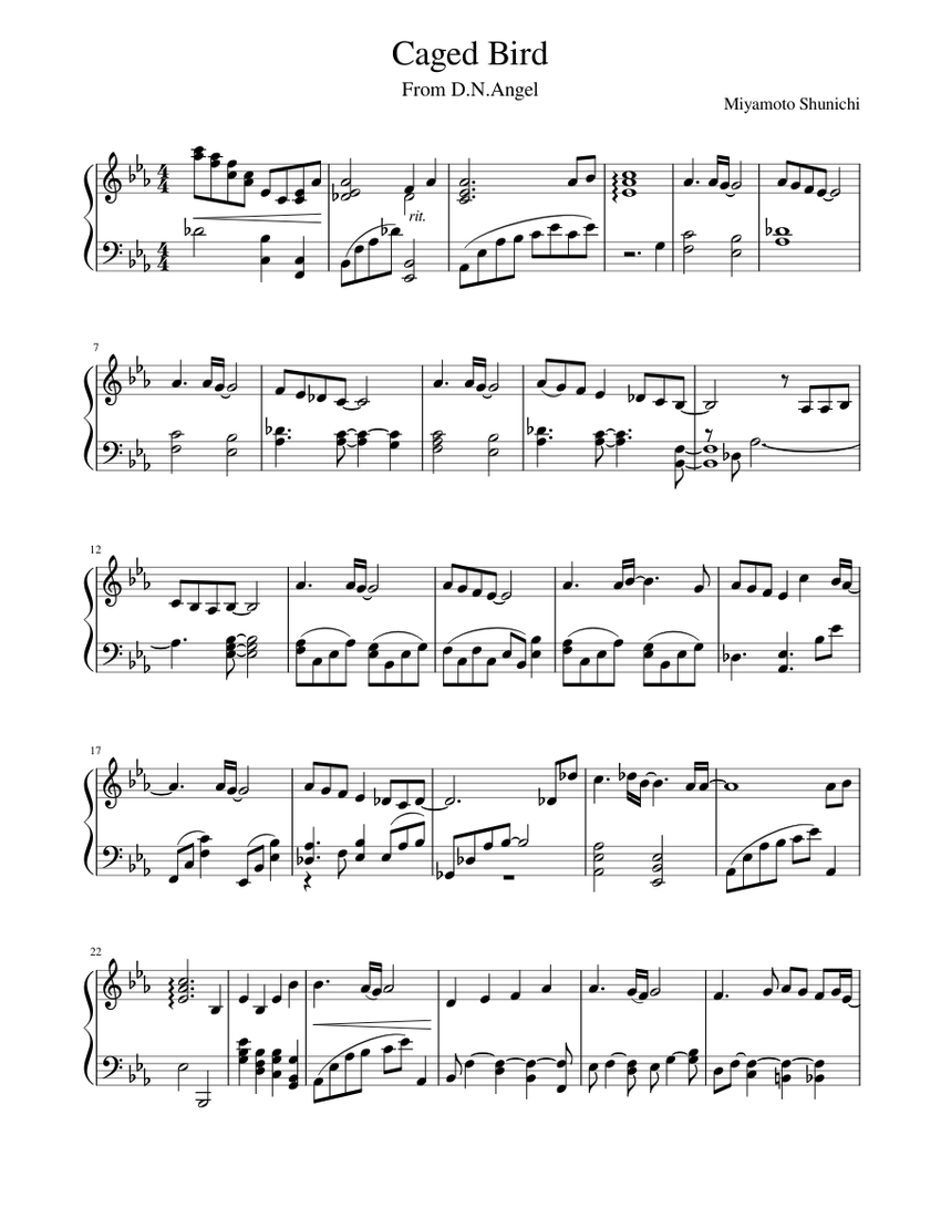 Caged bird Sheet music for Piano (Solo) | Musescore.com