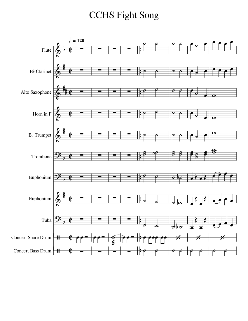 CCHS Fight Song Sheet music for Trombone, Euphonium, Tuba, Flute & more ...