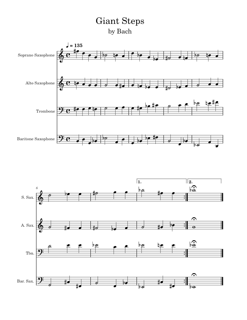 Giant Steps – John Coltrane Sheet music for Trombone, Saxophone alto ...