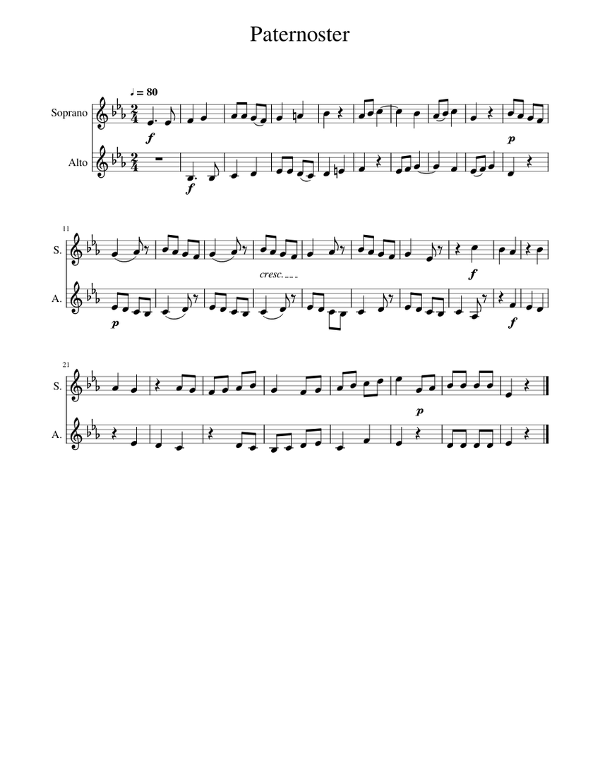 Paternoster Sheet Music for Soprano, Alto (A Capella) | MuseScore.com