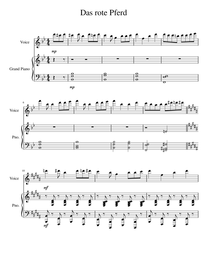 Das rote Pferd Sheet music for Piano (Solo) | Musescore.com