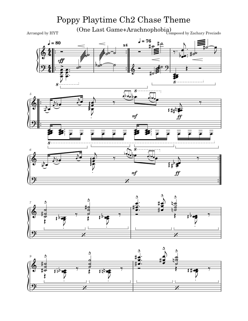 Poppy Playtime Ch2 Chase Theme Sheet Music for Piano (Solo) | MuseScore.com